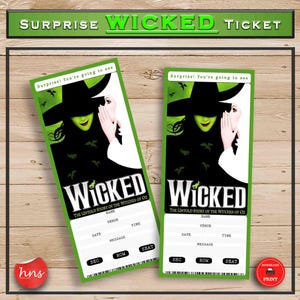 WICKED Printable Broadway Surprise Ticket. Editable Musical Theatre ...