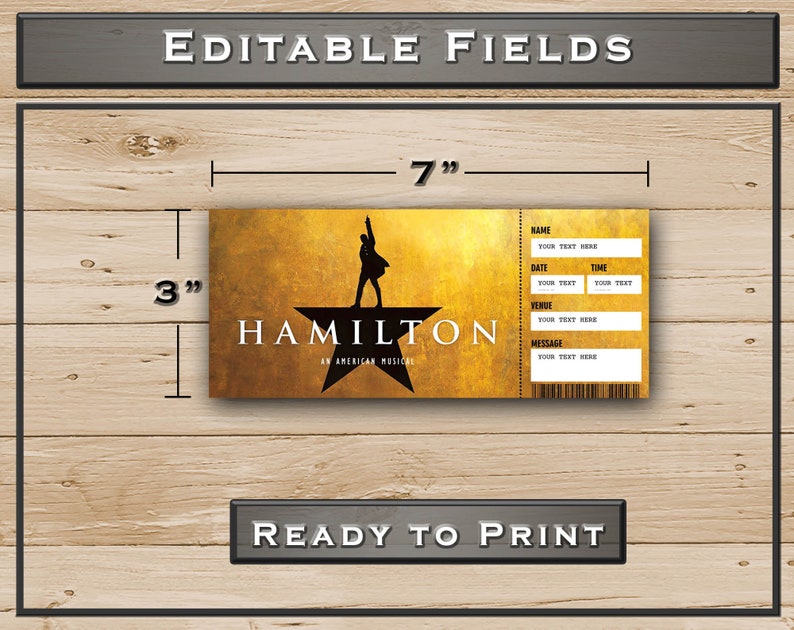 Hamilton Broadway Surprise Ticket: Editable Musical Souvenir (PDF, Word ...