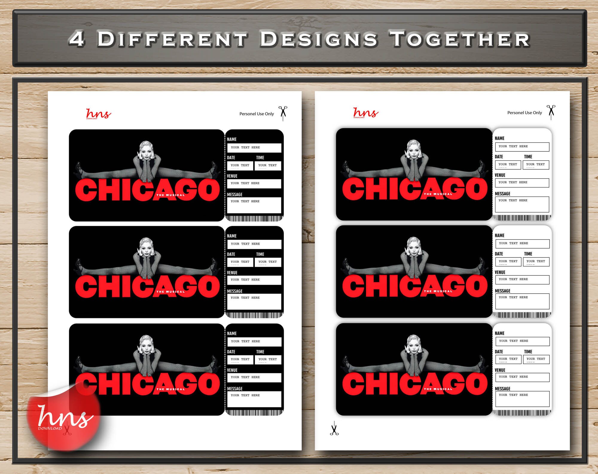 Chicago Printable Broadway Surprise Ticket. Editable Musical Theatre ...