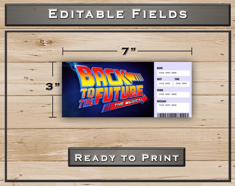 Printable BACK T0 the FUTURE Broadway Surprise Ticket. - Etsy
