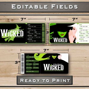 WICKED Printable Broadway Surprise Ticket. Editable Musical Theatre ...