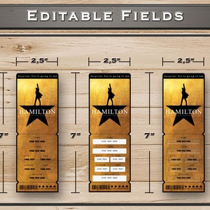 Hamilton Printable Broadway Surprise Ticket. Editable Musical Theatre ...