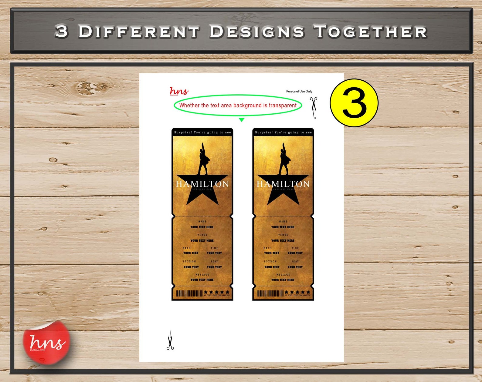 Hamilton Printable Broadway Surprise Ticket. Editable Musical Theatre Faux Event Admission ...