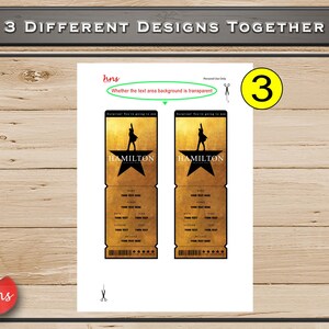 Hamilton Printable Broadway Surprise Ticket. Editable Musical Theatre Faux Event Admission ...