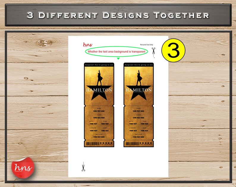 Hamilton Printable Broadway Surprise Ticket. Editable Musical Theatre Faux Event Admission ...