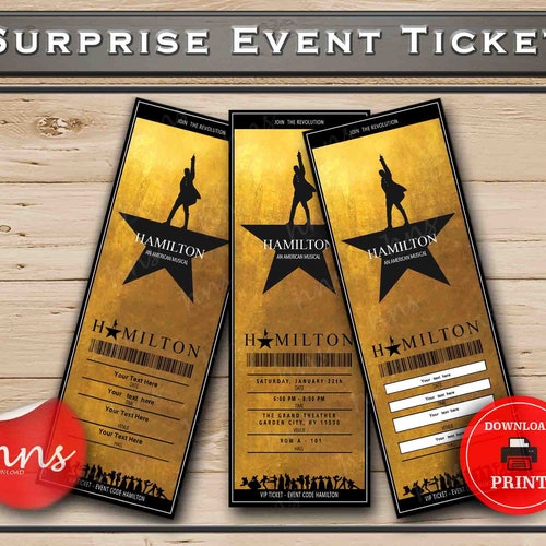 Hamilton Printable Broadway Surprise Ticket. Editable Musical - Etsy