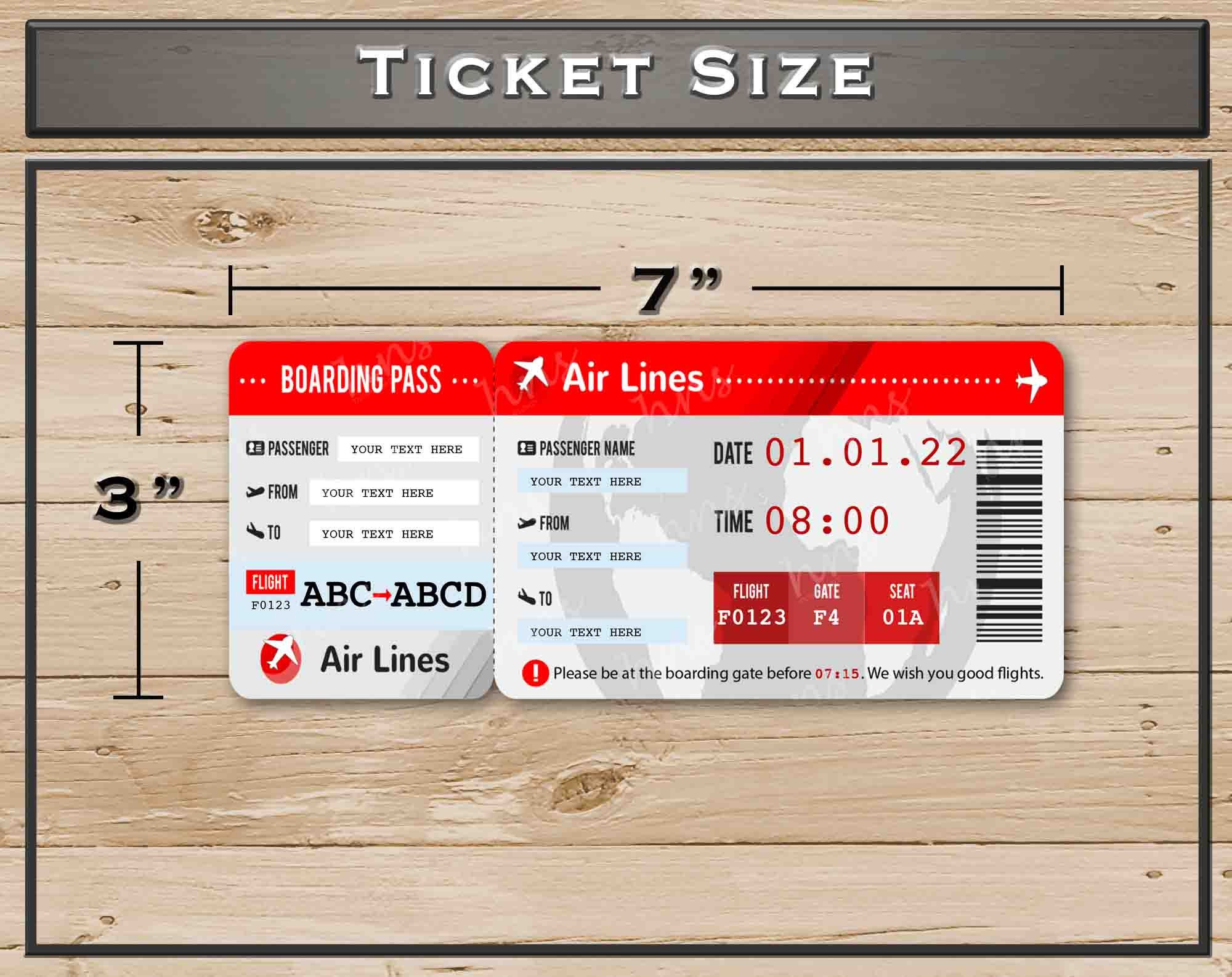 EDITABLE and PRINTABLE Surprise Airline Ticket, Boarding Ticket ...