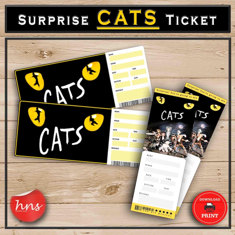 Cat Ticket Printable - Etsy UK