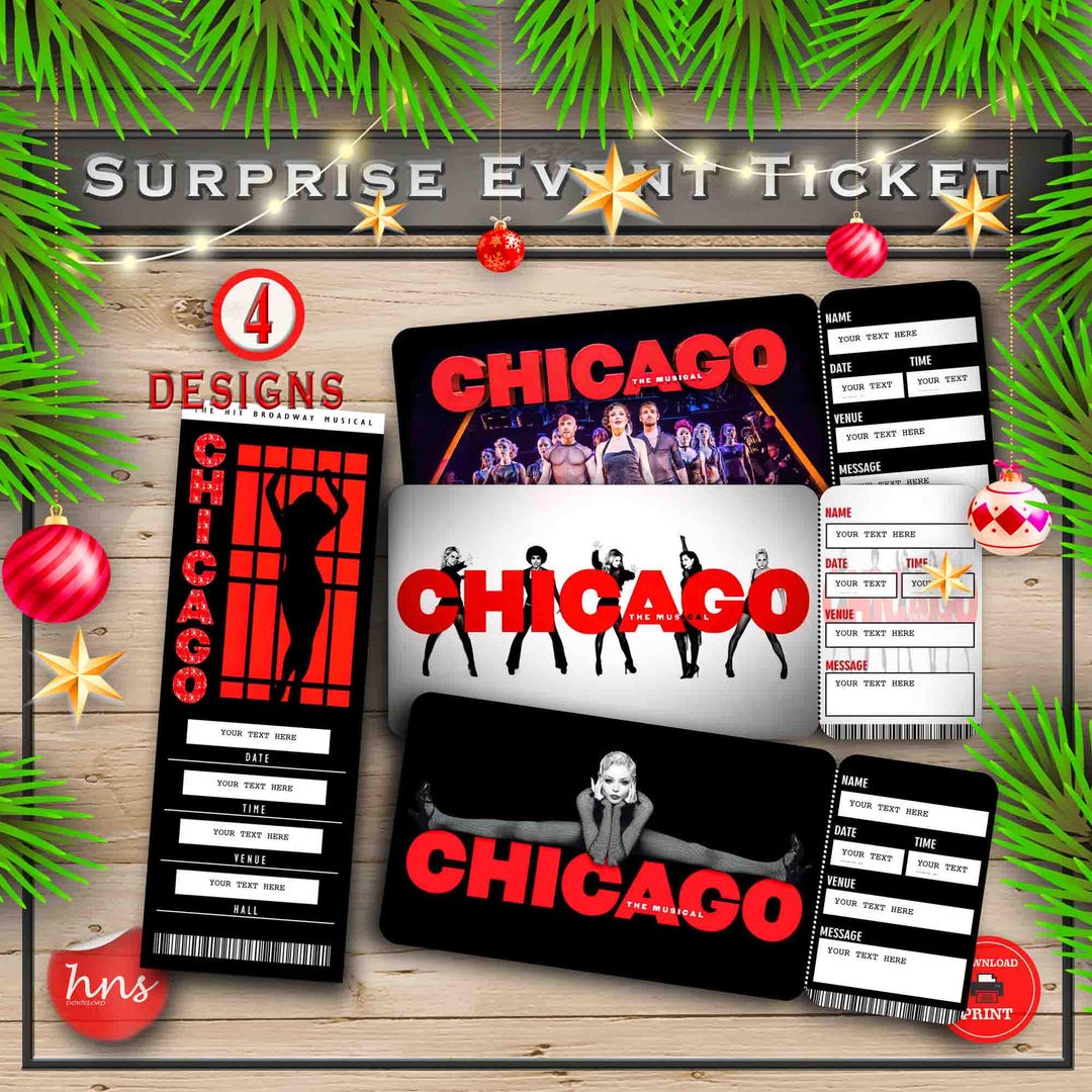 Chicago Printable Broadway Surprise Ticket. Editable Musical Theatre ...