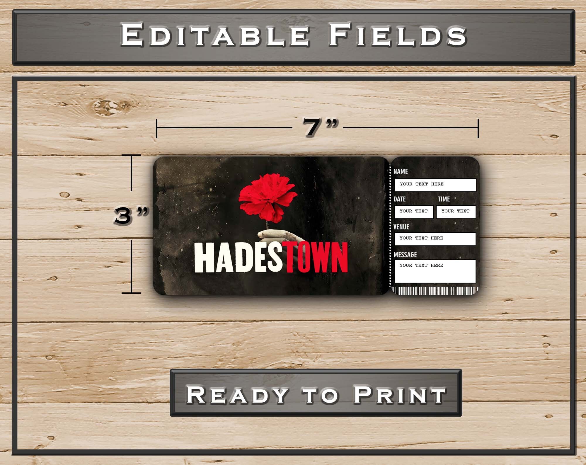 HADESTOWN Broadway Ticket Printable: Editable Surprise Gift (PDF & Word ...