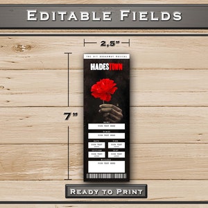 HADESTOWN Broadway Ticket Printable: Editable Surprise Gift (PDF & Word ...