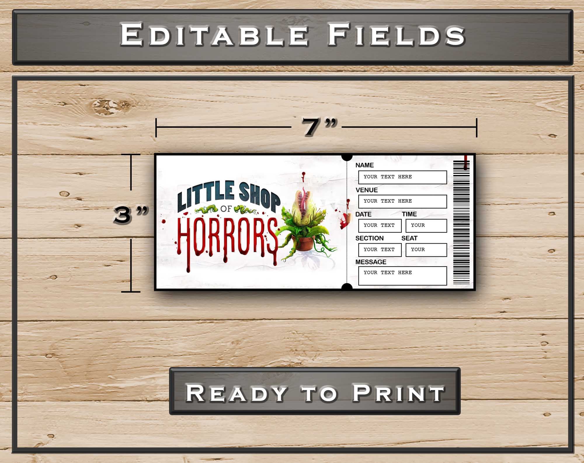 Little Shop of Horrors Printable Broadway Surprise Ticket. - Etsy