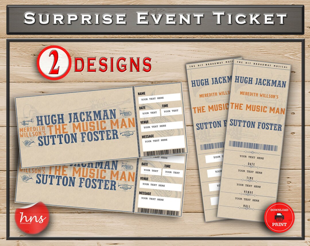 The Music Man Printable Broadway Surprise Ticket. Editable Musical ...