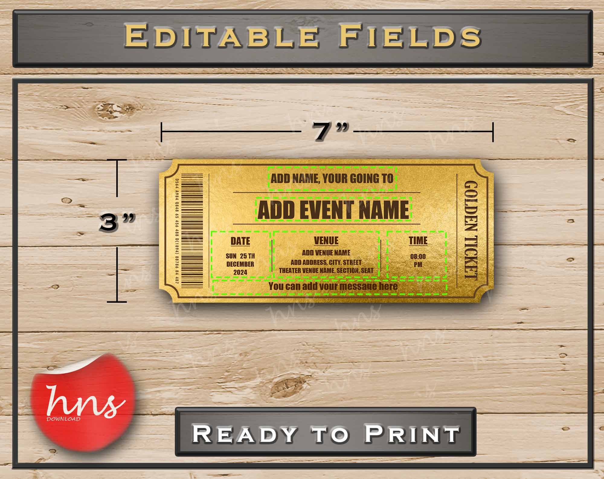 Editable Golden Event Ticket: Surprise Musical Theatre Gift (PDF ...