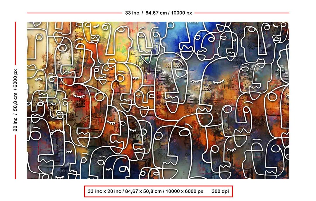 Printable Abstract Faces Wallpaper, Paintings & Canvas Pattern. Prints ...
