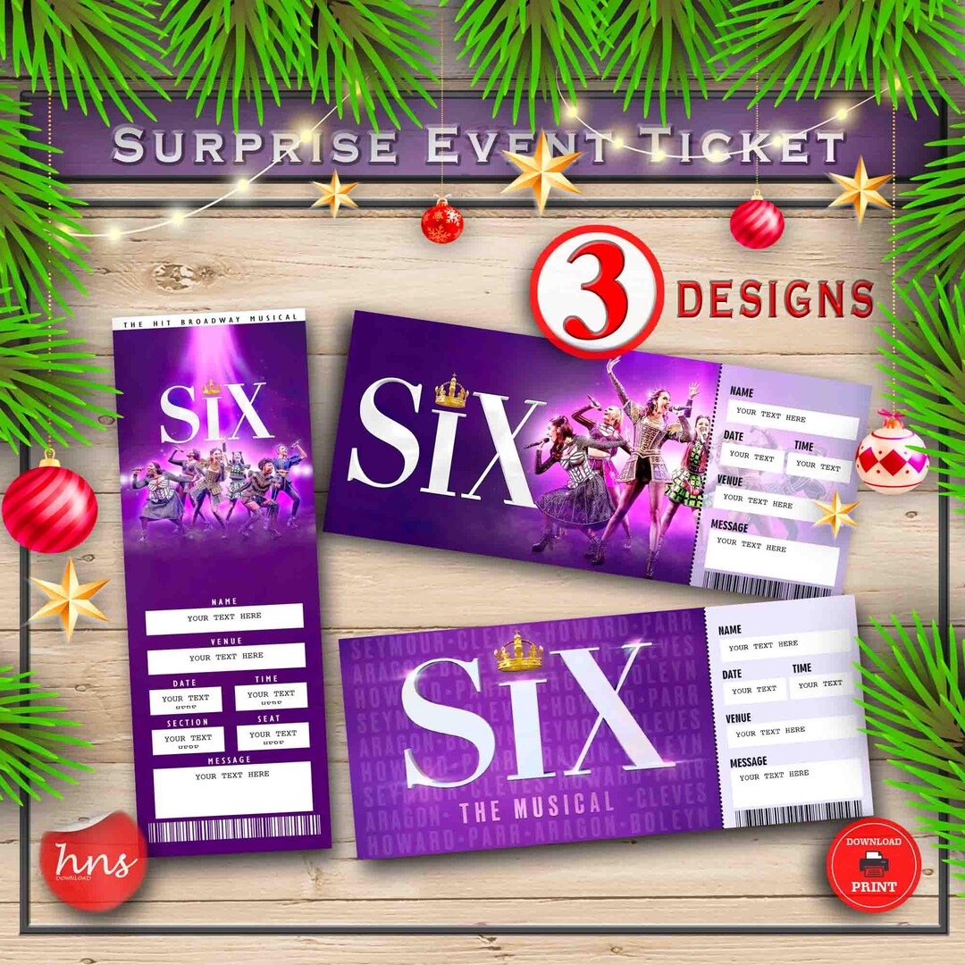 Six Printable Broadway Surprise Ticket. Editable Musical Theatre Faux ...