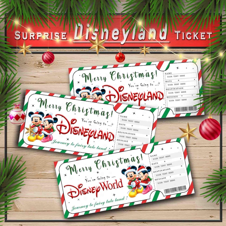 Christmas Disneyland Surprise Ticket Printable (PDF & Word) - Etsy
