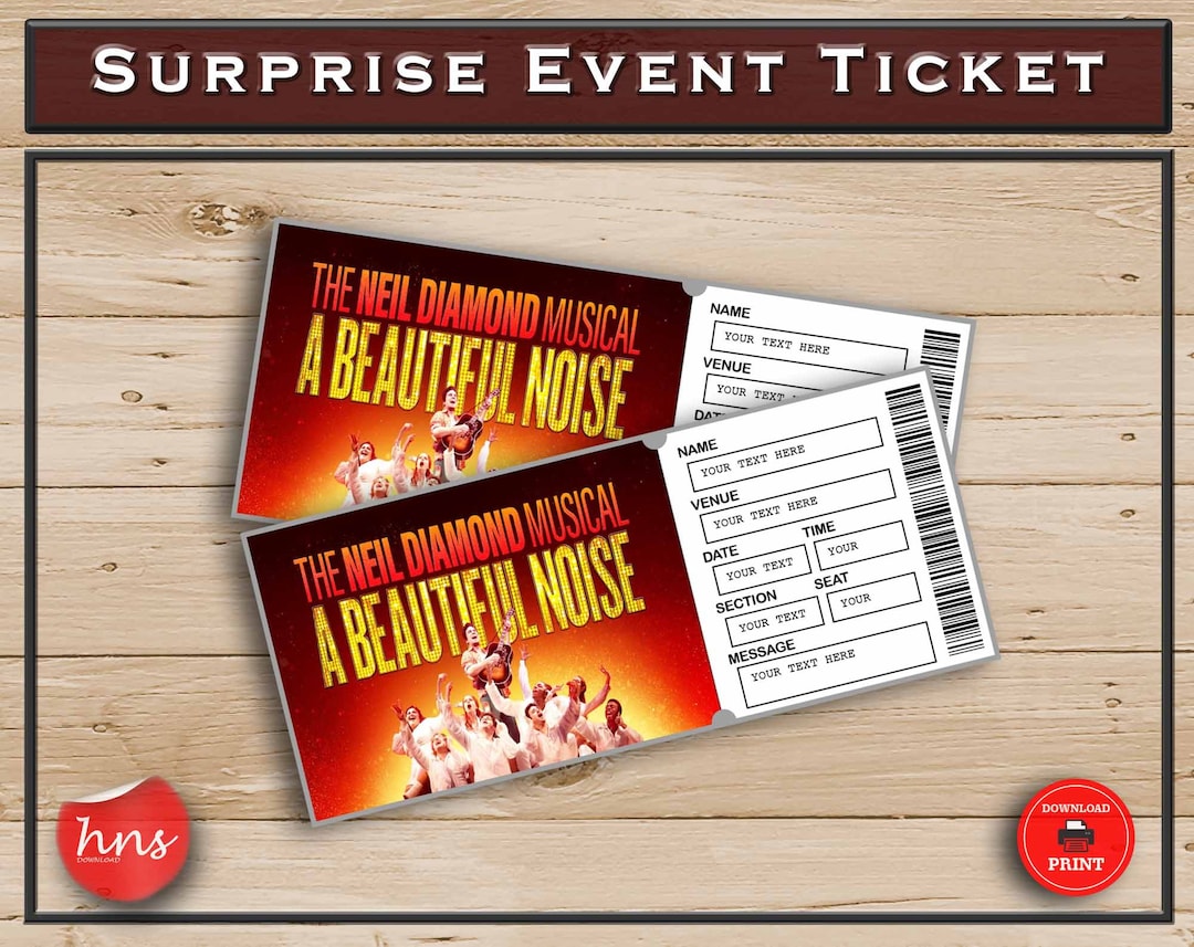Neil Diamond Musical Ticket: Printable Broadway Surprise (PDF or Word ...