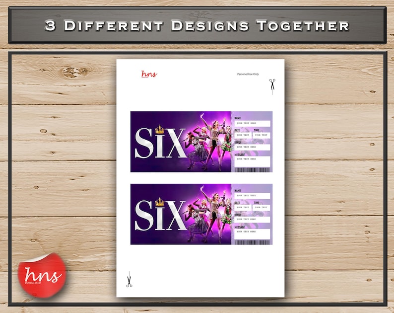 Six Printable Broadway Surprise Ticket. Editable Musical - Etsy