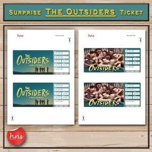 The Outsiders Printable Surprise Event Ticket. Editable Musical Theatre ...
