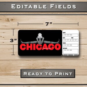 Chicago Printable Broadway Surprise Ticket. Editable Musical Theatre ...