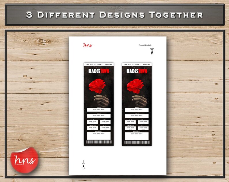 HADESTOWN Broadway Ticket Printable: Editable Surprise Gift (PDF & Word ...