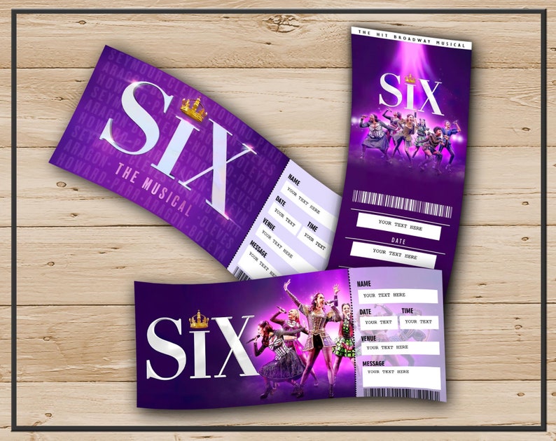 Six Printable Broadway Surprise Ticket. Editable Musical - Etsy