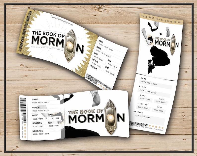 Printable the Book of Mormon Broadway Surprise Ticket Book of - Etsy