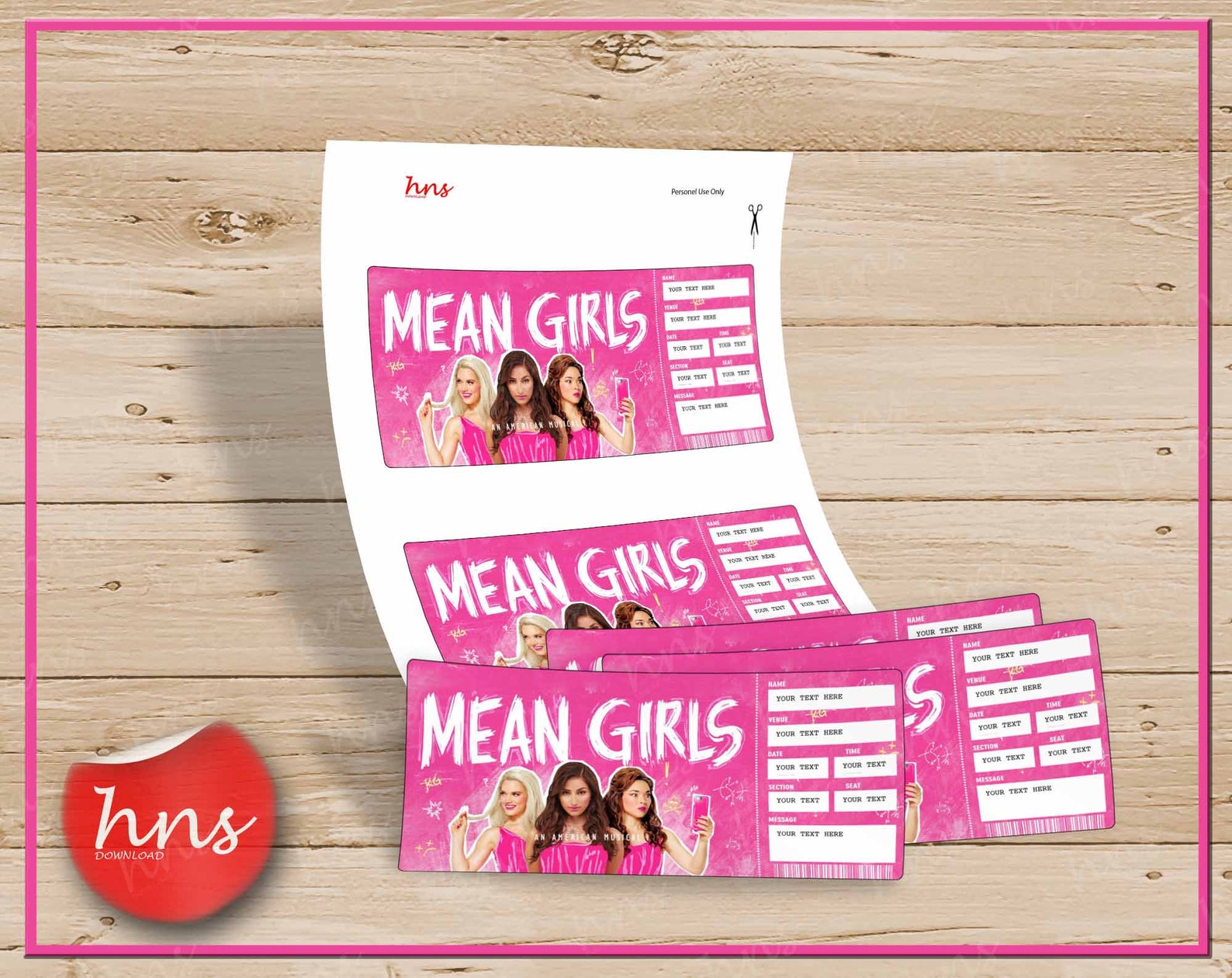 Mean Girls Printable Broadway Surprise Ticket. Editable Musical Theatre ...