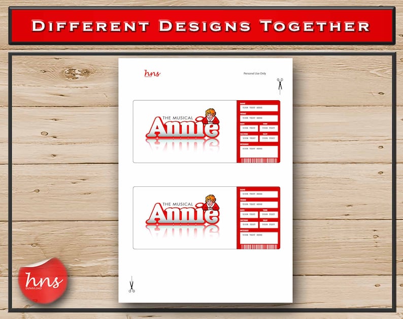 Annie Printable Broadway Surprise Ticket. Editable Musical Theatre Faux ...