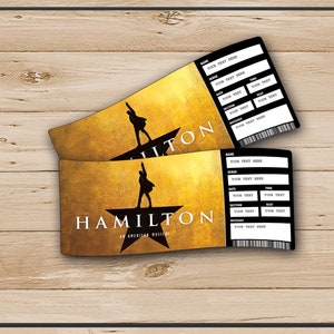 Hamilton Printable Broadway Surprise Ticket. Editable Musical Theatre ...