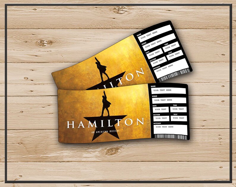 Hamilton Printable Broadway Surprise Ticket. Editable Musical Theatre Faux Event Admission ...