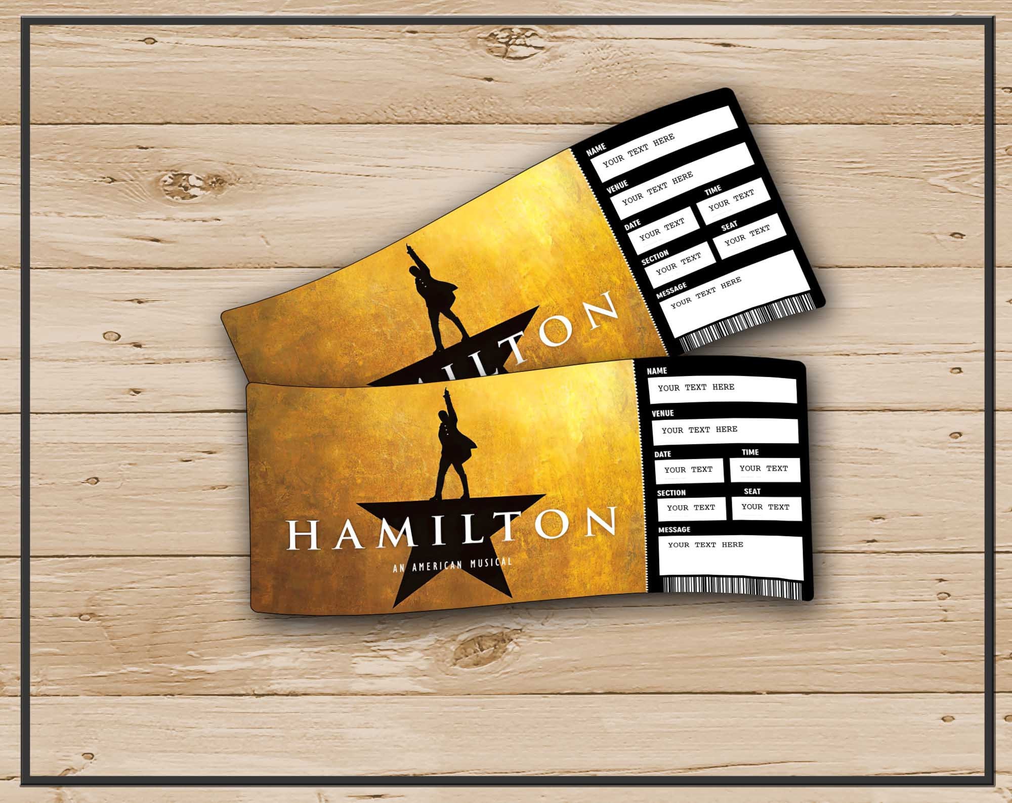 Hamilton Printable Broadway Surprise Ticket. Editable Musical Theatre ...