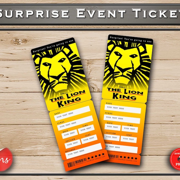 Printable Lion King Ticket - Etsy
