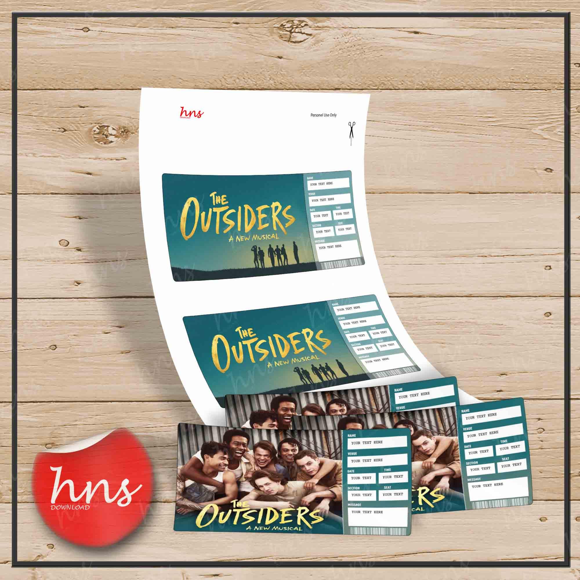 The Outsiders Musical Ticket: Editable Surprise Event Keepsake (PDF ...