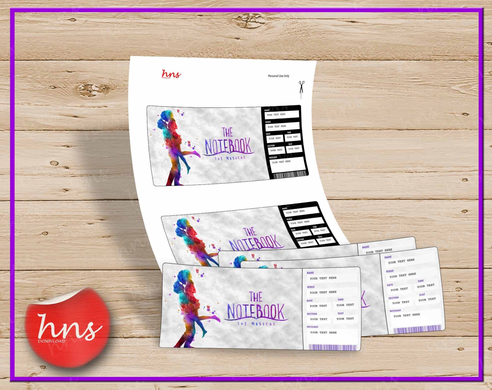 The Notebook Broadway Ticket Printable: Editable Keepsake (PDF & Word ...