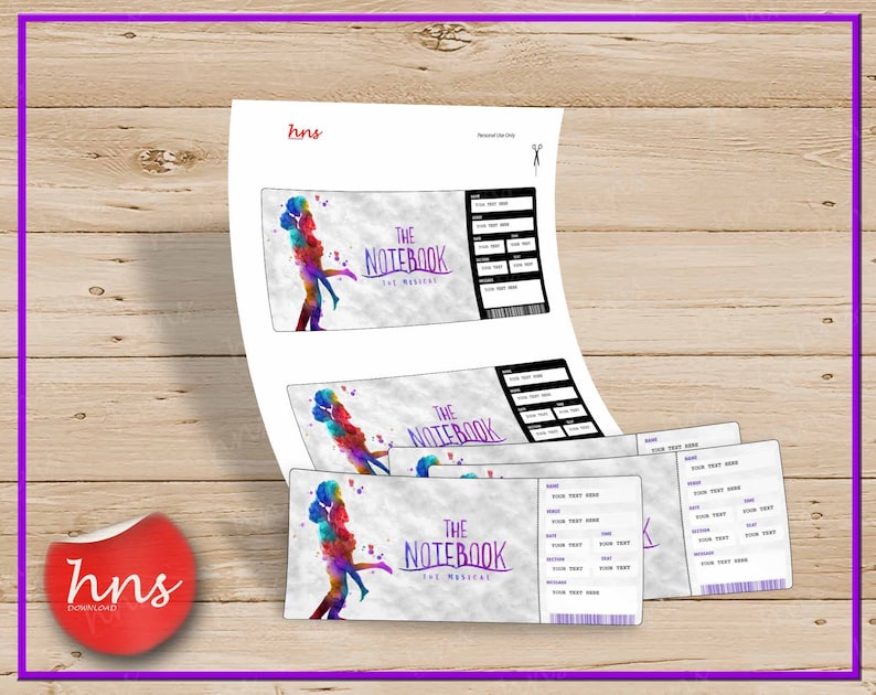 The Notebook Broadway Ticket Printable: Editable Keepsake (PDF & Word ...