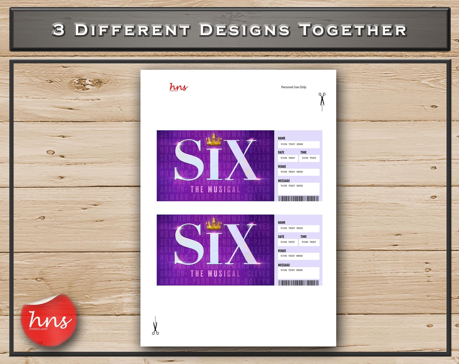 Six Printable Broadway Surprise Ticket. Editable Musical - Etsy