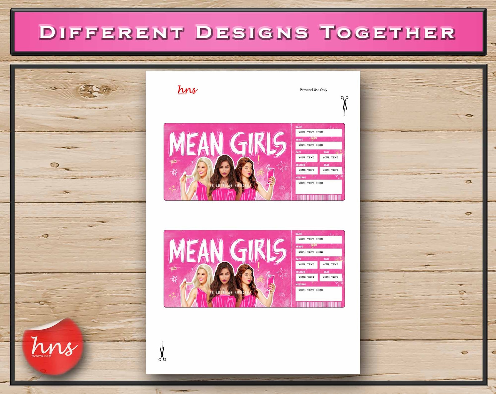 Mean Girls Printable Broadway Surprise Ticket. Editable Musical Theatre ...