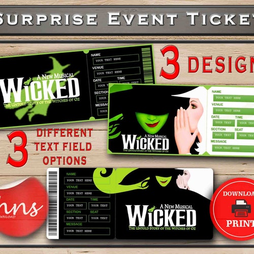 Printable Wicked Broadway Ticket Surprise Musical Collectible - Etsy
