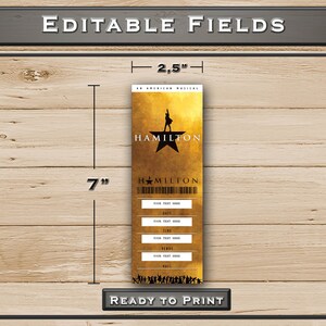 Hamilton Broadway Surprise Ticket: Editable Musical Souvenir (PDF, Word ...