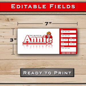 Annie Broadway Surprise Ticket: Editable Keepsake (PDF & Word) - Etsy