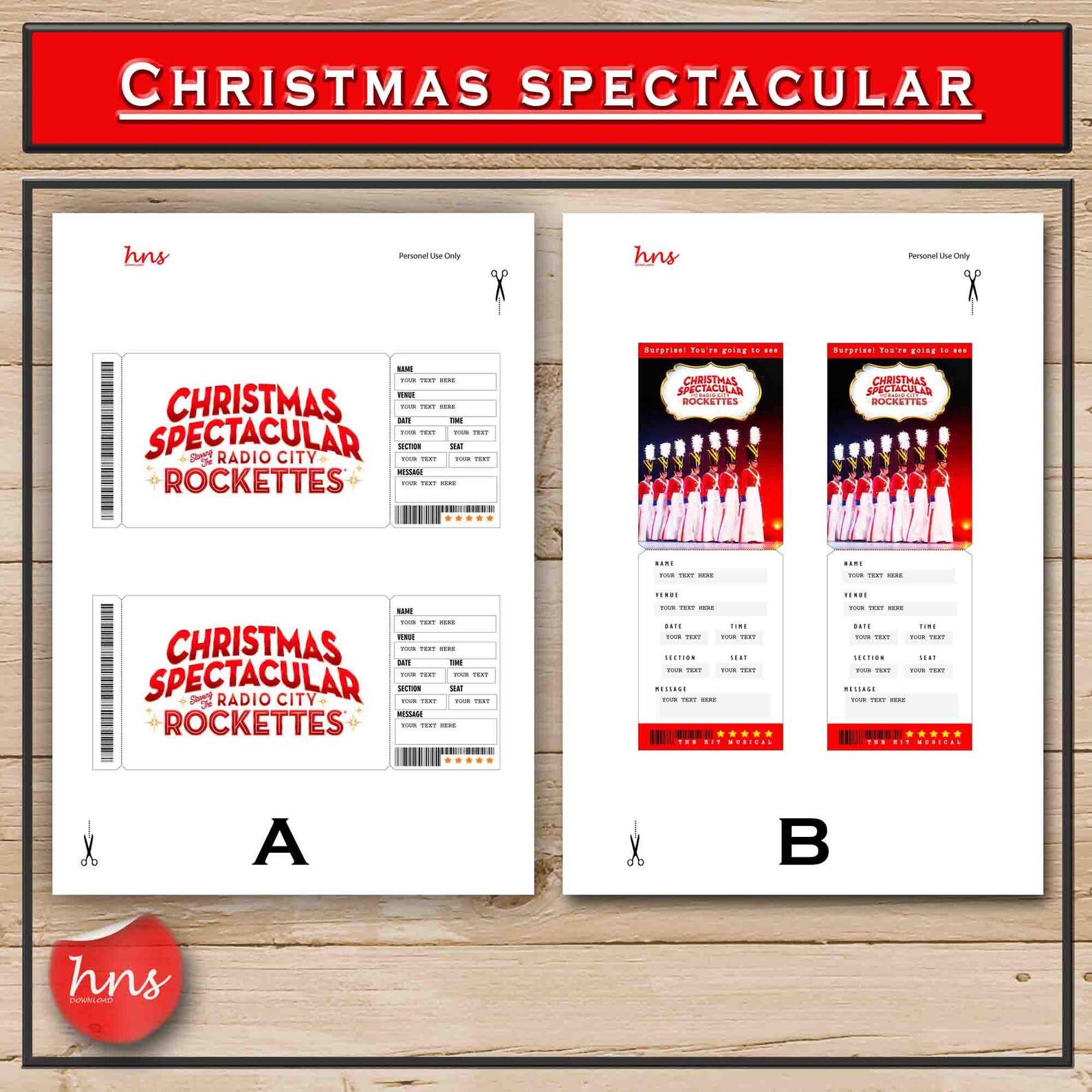 Radio City Christmas Spectacular Ticket: Printable Surprise Gift (PDF ...
