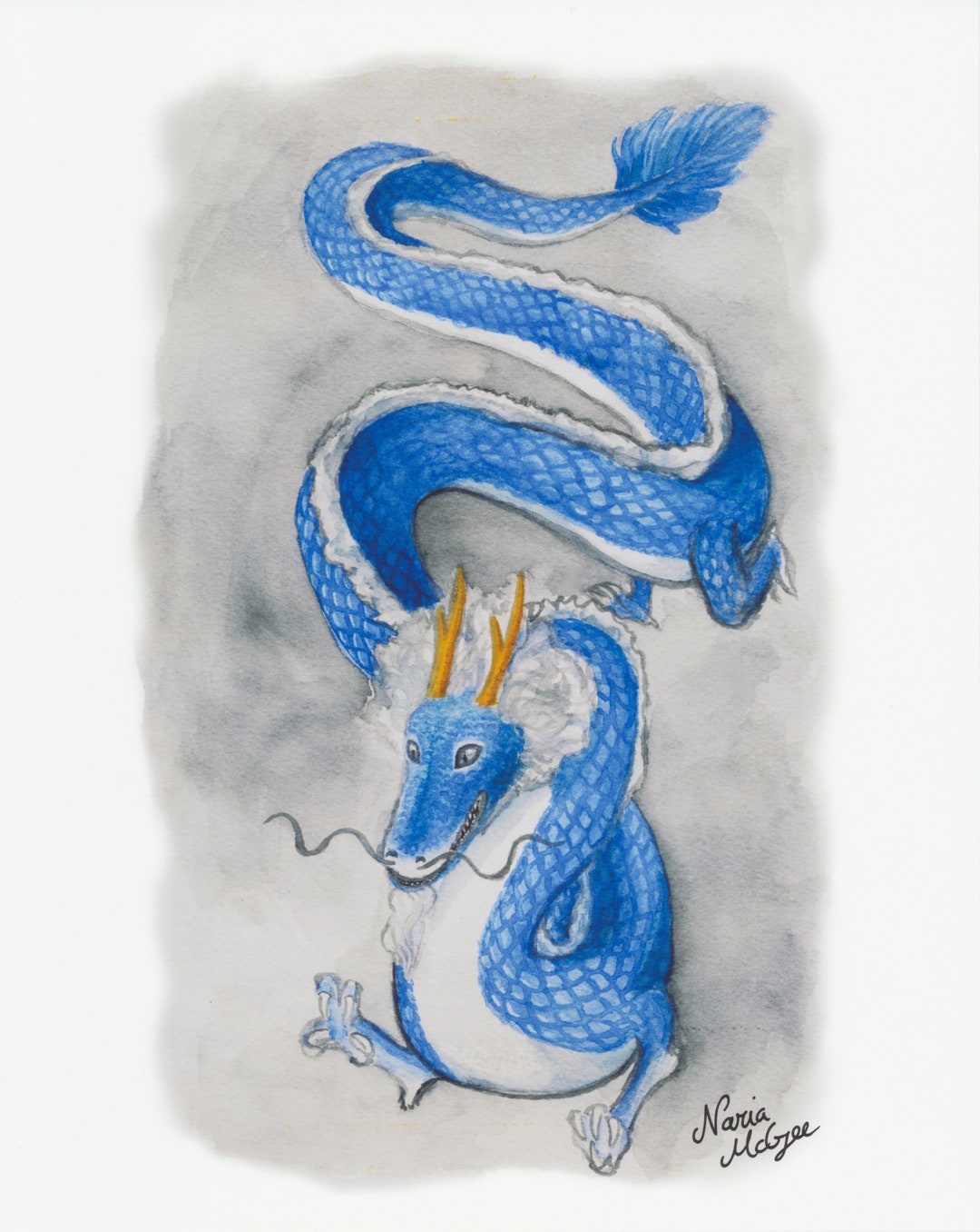 Blue Dragon Art Print 8x10 - Etsy