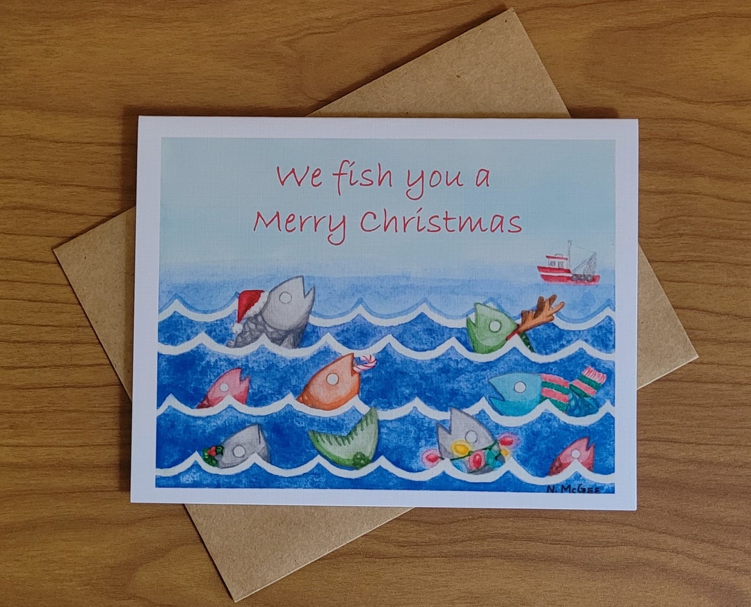 Fish Christmas Card - Etsy