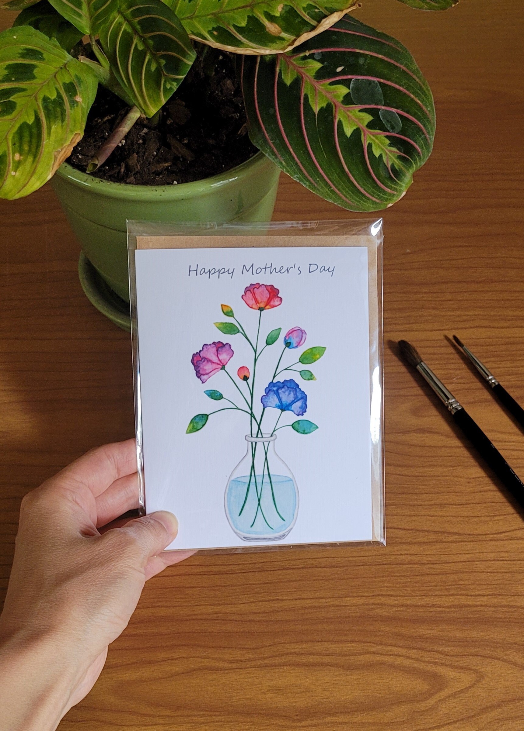 Mother's Day Card, Flowers in Vase - Etsy