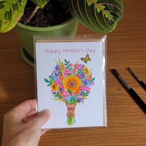Mother's Day Card, Flower Bouquet - Etsy