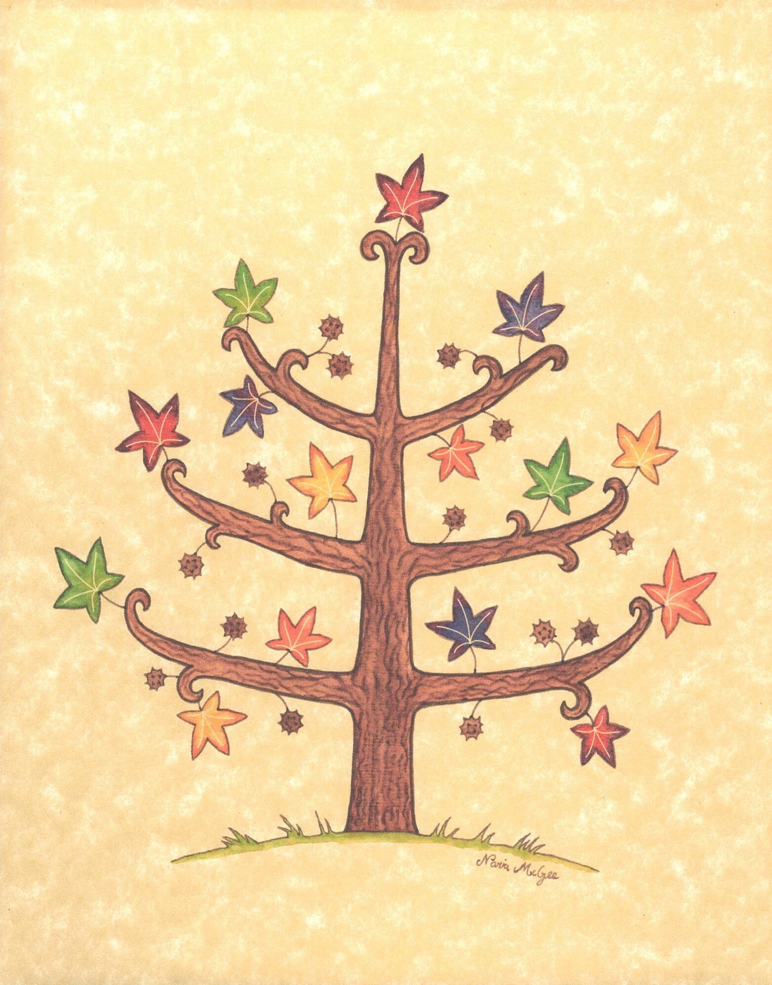 Sweetgum Tree of Yore on Parchment 8x10 Print - Etsy