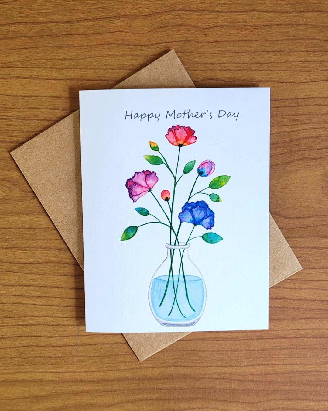 Mother's Day Card, Flowers in Vase - Etsy