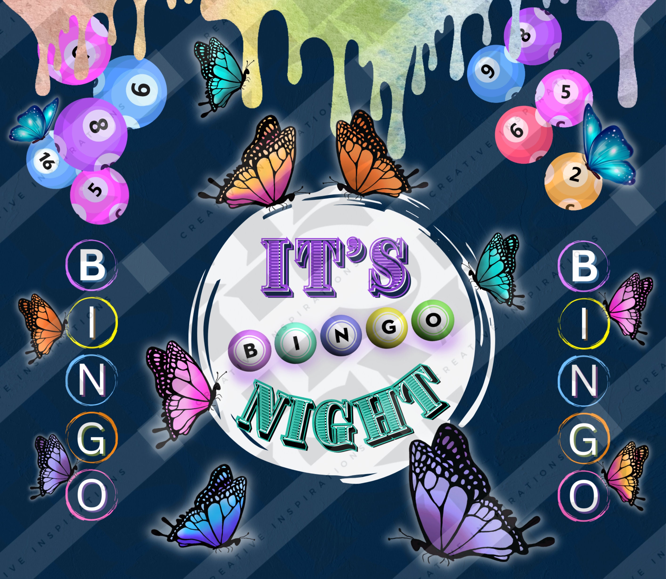 3 Designs Bingo Paint Drip 20oz Skinny Tumbler Digital - Etsy